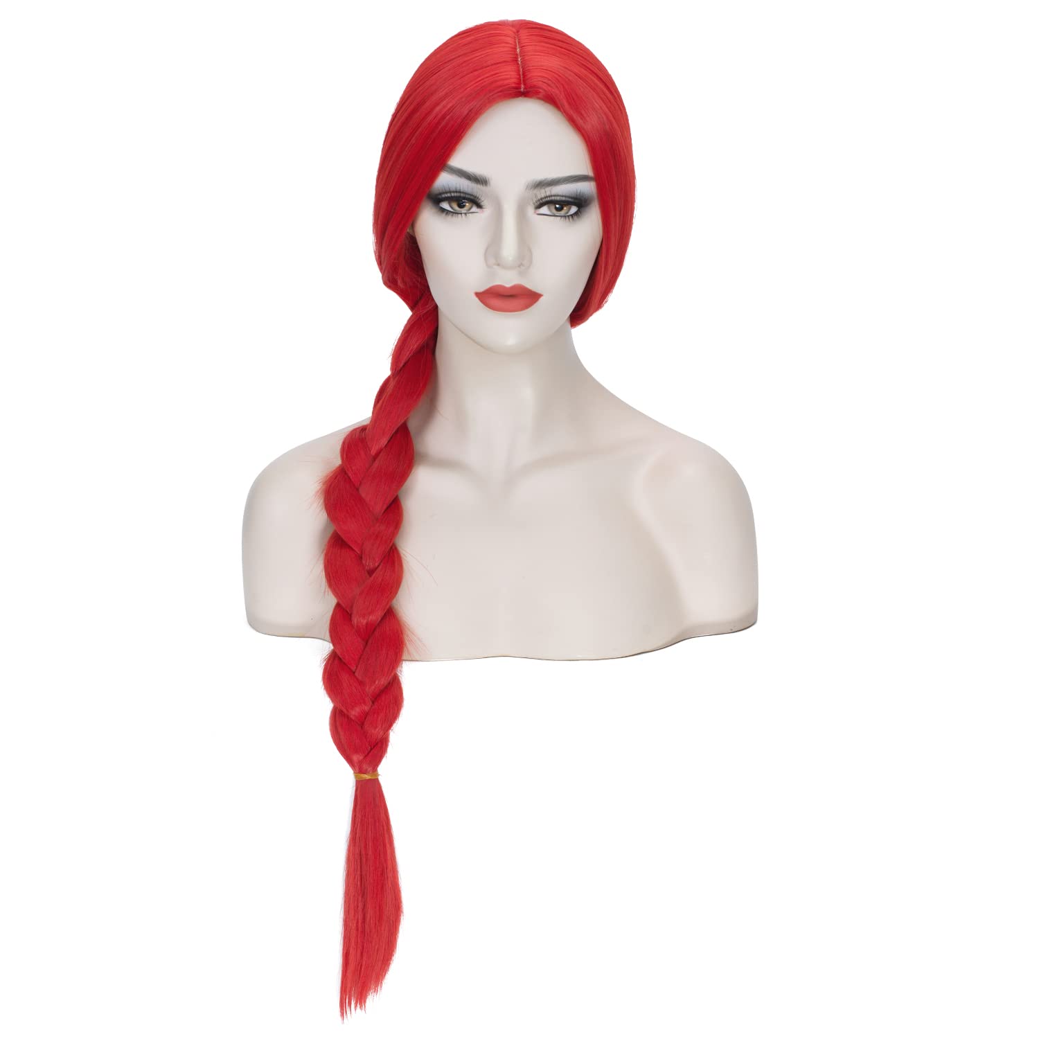 Amazon.com: Long Red Wig with Braids for Women Jessie Cowgirl Cosplay ...