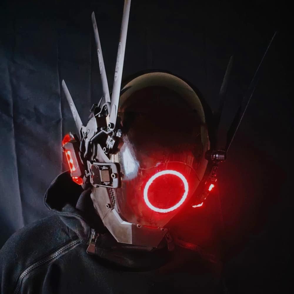 Black Punk Mask with Mecha Wings Red LED Lights Full Dominica | Ubuy