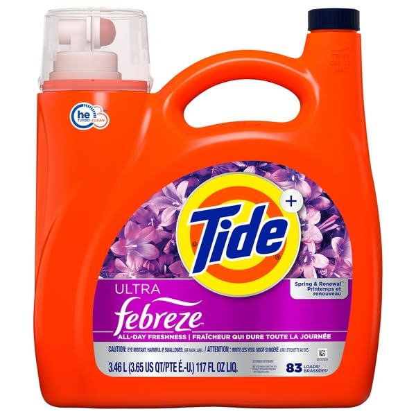 Amazon.com: Tide, Tide +, Ultra Febreze Spring & Renewal Detergent, 117 ...