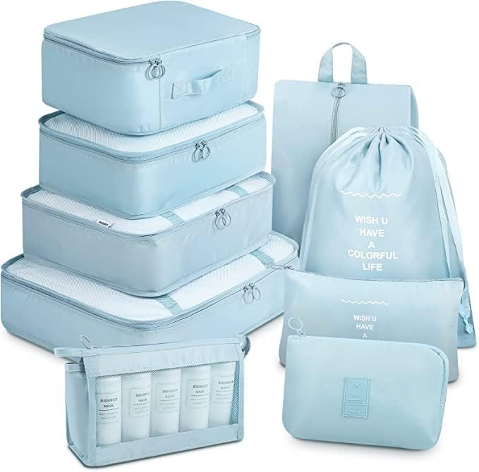 Packing Cubes, 9 Set Packing Cubes with Shoe Bag & Electronics Bag ...