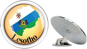 Amazon.com: Lesotho Glossy Map Flag Round Metal 0.75" Lapel Pin Hat ...