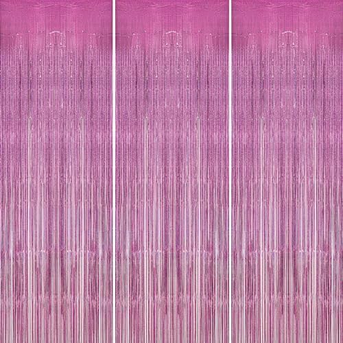 Amazon.com: Sharonlily Glitter Pink Foil Fringe Curtain Party Backdrop ...