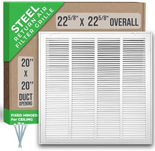 Fits 20x20 Duct Opening | Filter Included Steel Return Air Filter ...