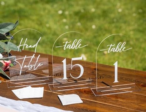 Amazon.com: Clear Arch Acrylic Table Numbers for Wedding Reception - 5 ...