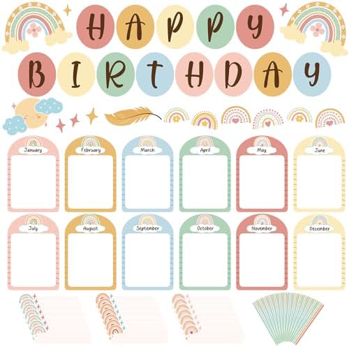 Amazon.com: Hooqict 90 Pieces Boho Classroom Decor Birthday Bulletin ...