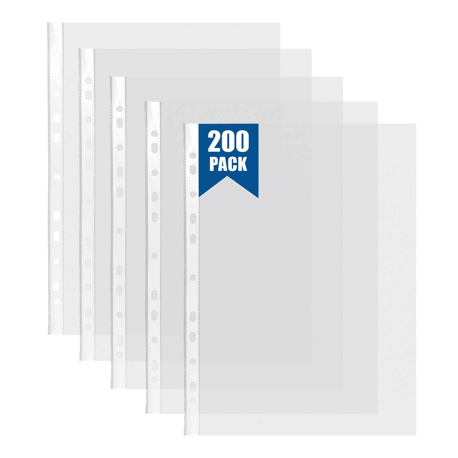 200 Pcs Punched Pockets A4 Clear 60 Micron Strong Plastic Wallet ...