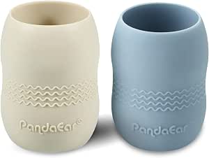 PandaEar 2-Pack Silicone Baby Sippy Cup 6+ Months | 360° Non-Spill ...