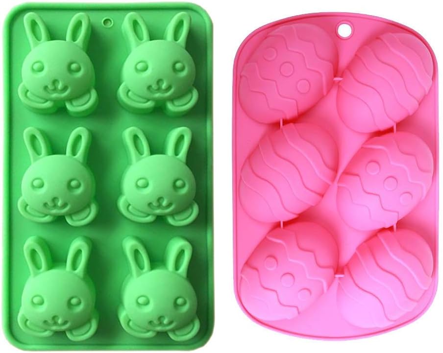 Amazon.com: MoldFun 2 Pack Easter Day Bunny & Egg Cake Pan Silicone ...