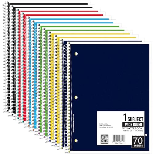 Amazon.com : E-CLIPS USA Spiral Notebook, Wide Ruled Notebooks (12 Pack ...