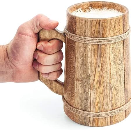 Amazon.com: Kndatle Handmade Wooden Barrel Beer Mug, Bucket Shaped ...