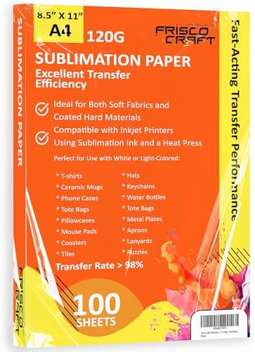 Amazon.com: Frisco Crafts Sublimation Paper 8.5 x 11 Inches (100 Sheets ...