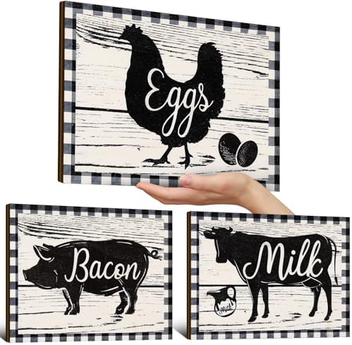 Amazon.com: FENCORDAR 3 Pieces Farmhouse Kitchen Wall Decor Cow Hen and ...