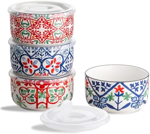 Amazon.com: Metahom Ceramic Bowl Set with Lids, Serving Bowls with lids ...