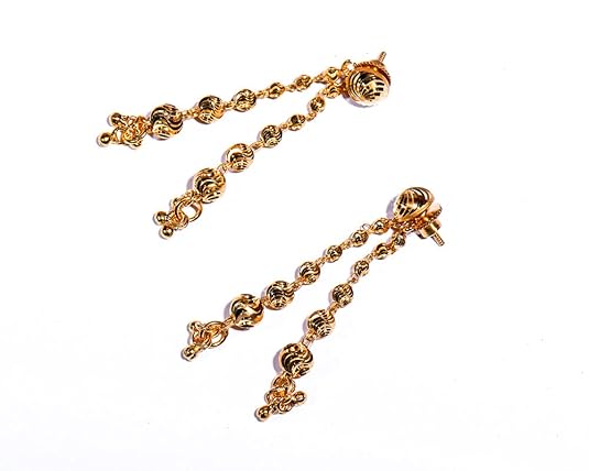 Buy SRK Gold Plated Vertical Latkan Sui Dhaga Earrings Set for Women ...