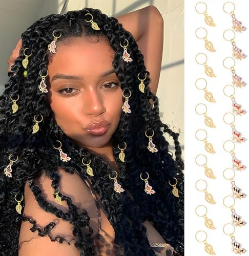 Amazon.com : Formery Butterfly Braid Charms Gold Leaves Loc Jewelry ...