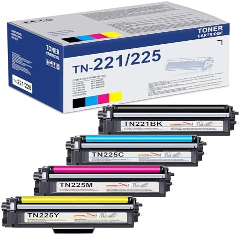 Amazon.com: TN221 TN225 4-Pack Toner Cartridges High Yield Replacement ...