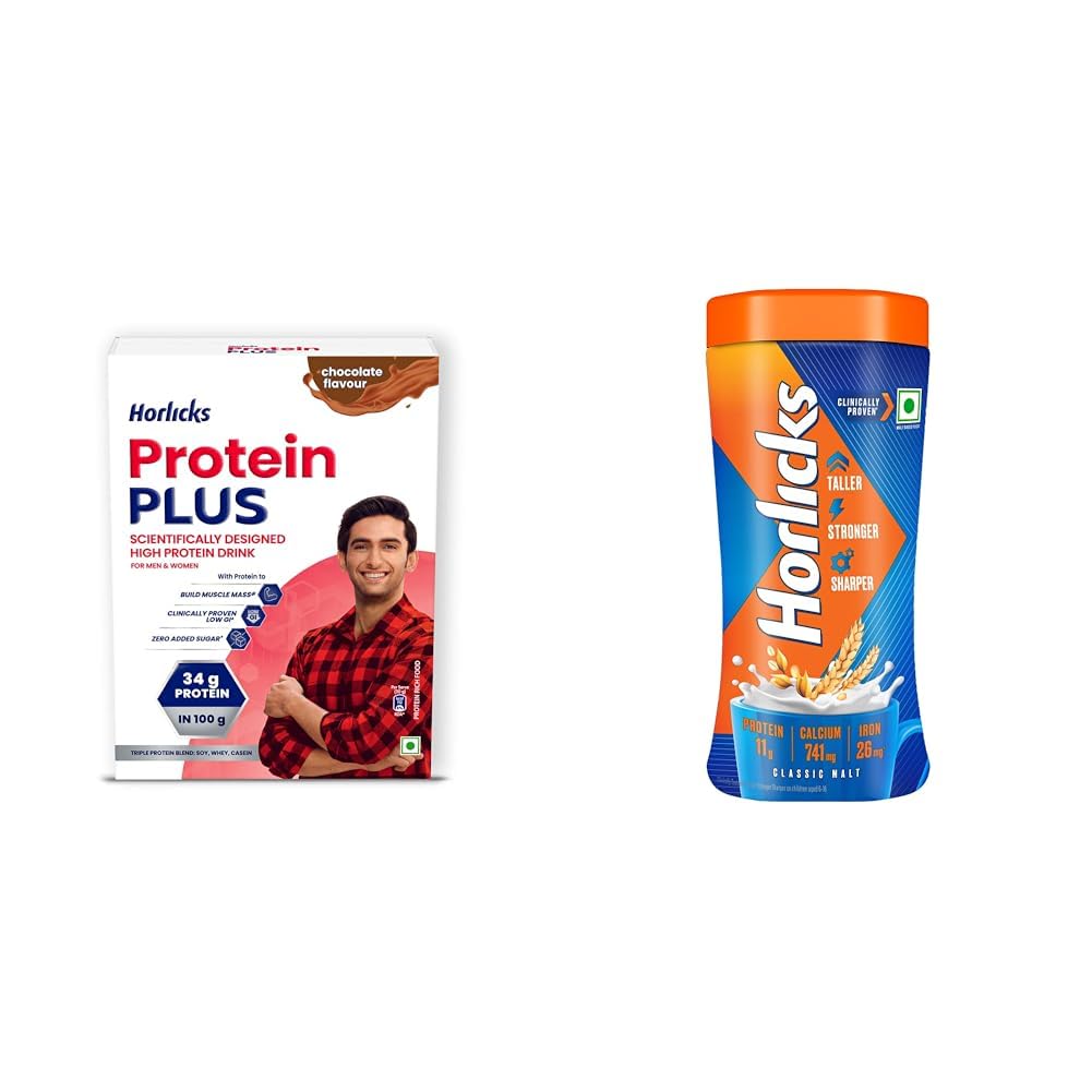 Horlicks Protein Plus Chocolate Protein Drink for Adults, 400g ...