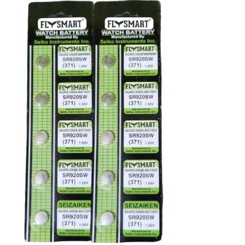 Flysmart SR920SW 371 45mAh 1.55V Silver Oxide Button Cell Battery- 10 ...