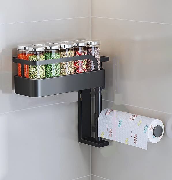 EZYHOME 2 Tier Kitchen Rotating Shelves, Wall Mounted Kitchen Corner ...