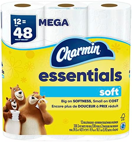 Amazon.com: Charmin Essentials Soft Toilet Paper 12 Mega Rolls, 330 ...