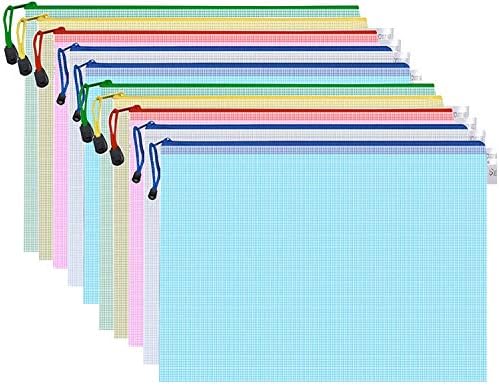Mesh Document Bag - 10 Pack - Durable Plastic Zipper File Wallet Rope ...