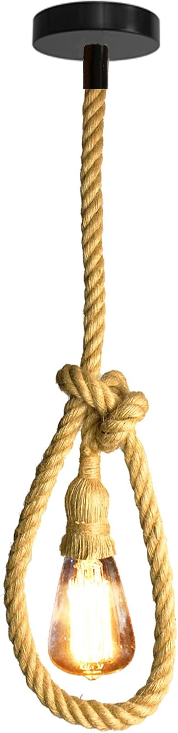 Hyamass 1.5M Rope Pendant Light, Hemp Rope Lamp, 5Feet 1 Head ...