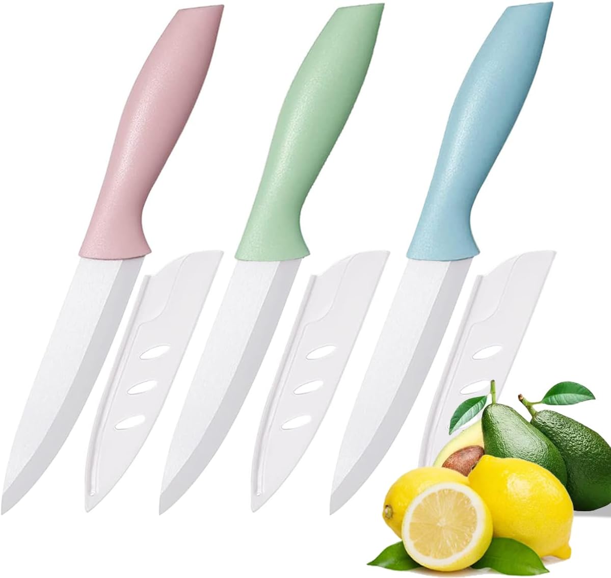Amazon Basics 12-Piece Color-Coded Kitchen Knife Set, 6 Knives with 6 ...