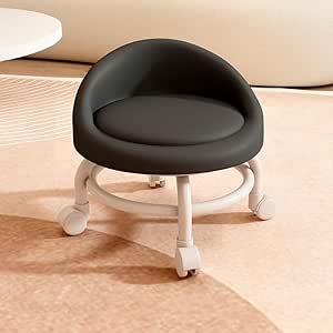 Amazon.com: Low Stool with Wheels Heavy Round Low Stool with Small Back ...