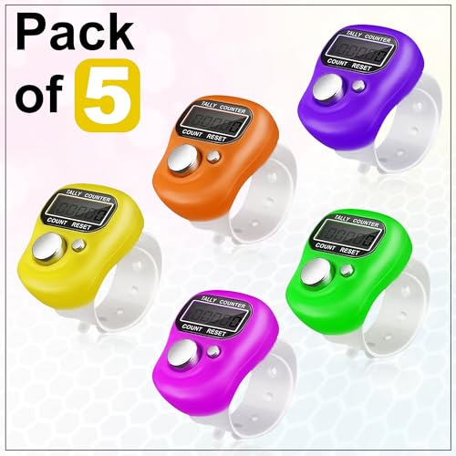 GLUN Finger Ring Counter, Pack of 5, 5 Digit Hand Clicker Finger ...
