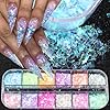 Amazon.com: 12 Colors Holographic Nail Art Glitter Sequins Iridescent ...