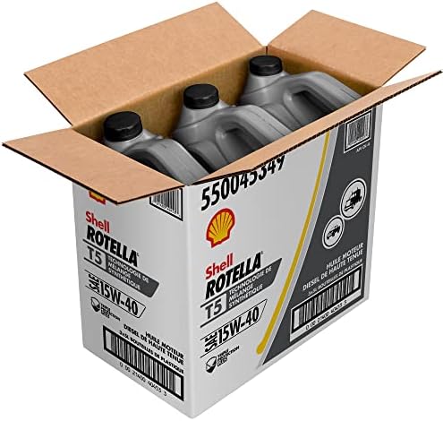 Shell 550045349 Rotella T5 Synthetic Blend 15W-40 Diesel Engine Oil - 5 ...