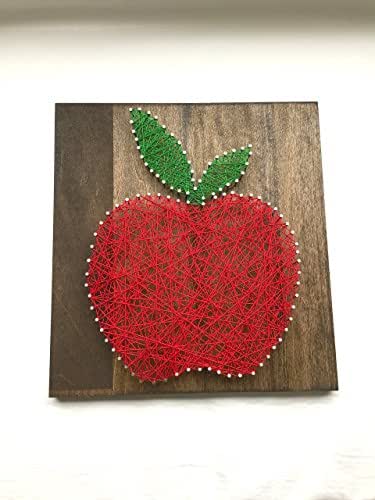 Amazon.com: Red Apple String Art - 12" x 12" - Nail and White String ...