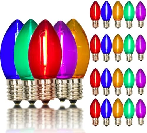 Amazon.com: Pallerina Clear Multicolor C9 LED Christmas Bulbs,25 Pack ...