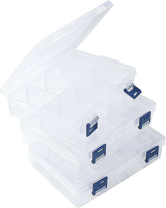 LOREC 3 Stück Fächer Aufbewahrungsbox mit 8 Gittern Fächer Einstellbar ...