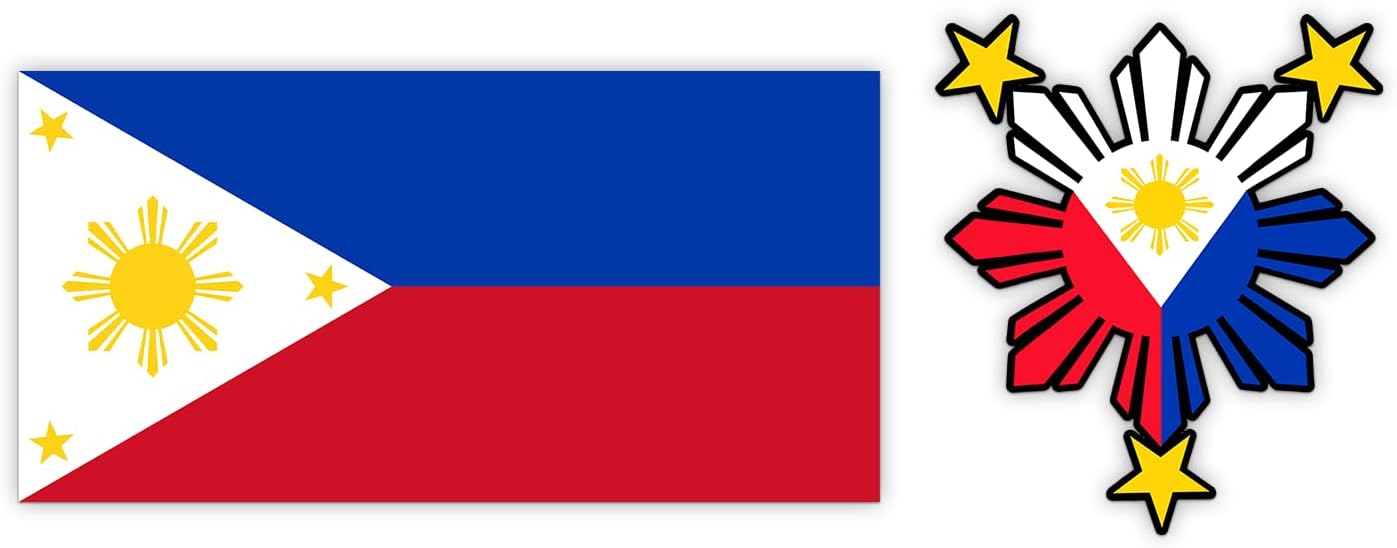 Amazon.com: (Set of 2) Philippines Flag Star Sun Bumper Sticker UV DTF ...