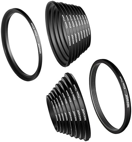 Neewer 18 Pieces Metal Camera Lens Filter Ring Adapter Kit - 9 Pieces ...