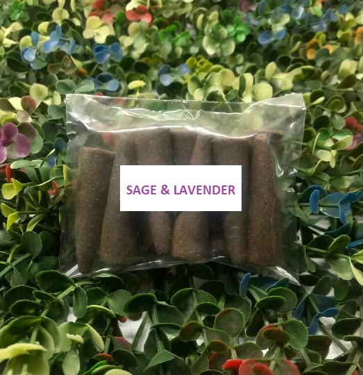 HAPPY SURROUNDINGS Sage & Lavender Incense Cones ( 50 cones ) - 100% ...