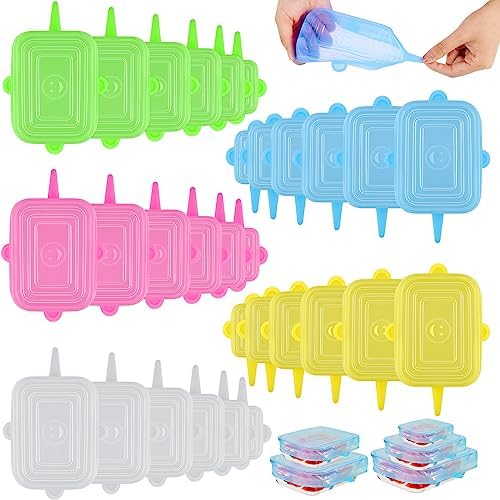Amazon.com: 30 Pieces Silicone Stretch Lids Rectangle Reusable Silicone ...