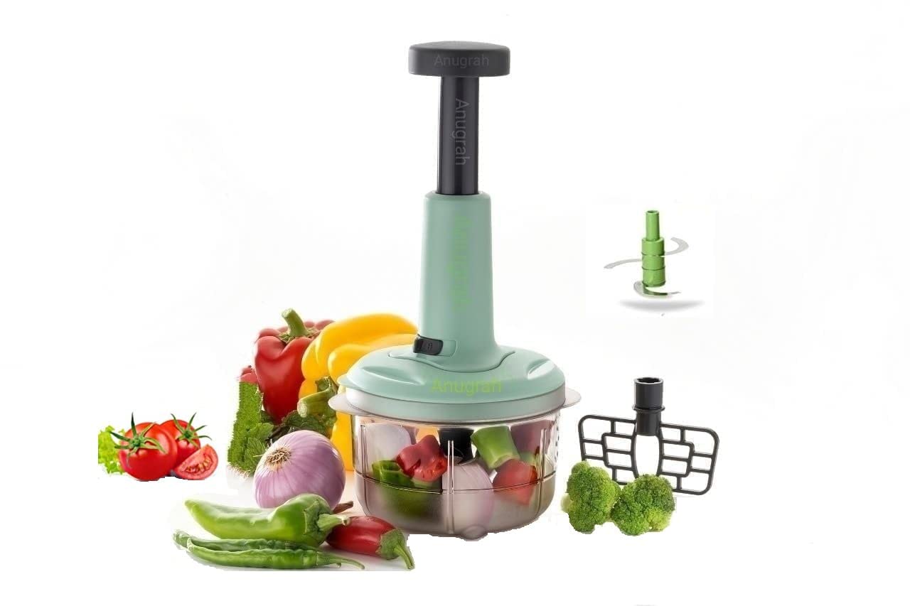 METRO IMPEX Hand Press Food Vegetable Chopper Manual Hand Held Push ...