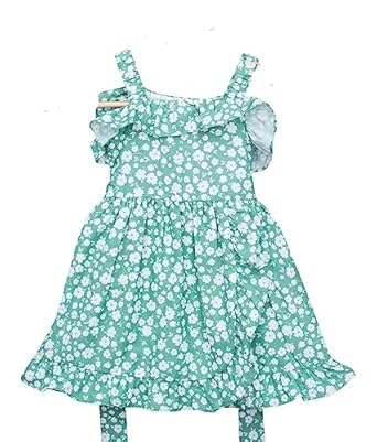Tiny Twills Exclusive Fancy Kids Wear Blue Flower Print Flounce Frock_5 ...