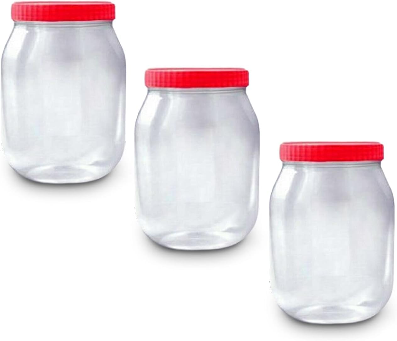 CENNET 3000ml Plastic Storage Jar Round With Screw Top Lids Airtight ...