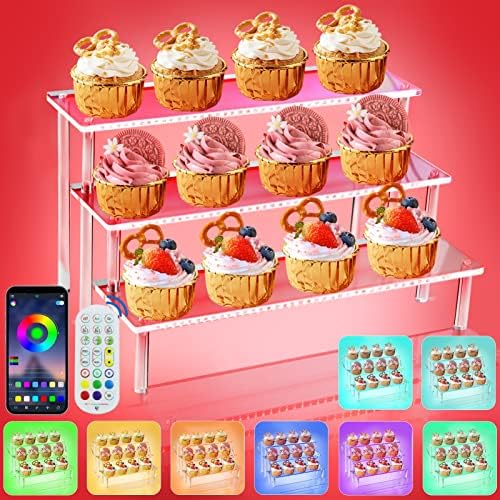 Amazon.com: 2 Pack Acrylic Display Risers 3 Tier Clear Shelf 12 in ...