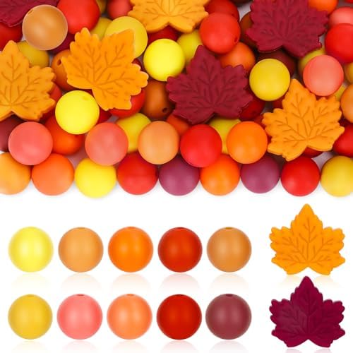 Amazon.com: JarThenaAMCS 110Pcs Fall Silicone Maple Leaf Focal Beads ...