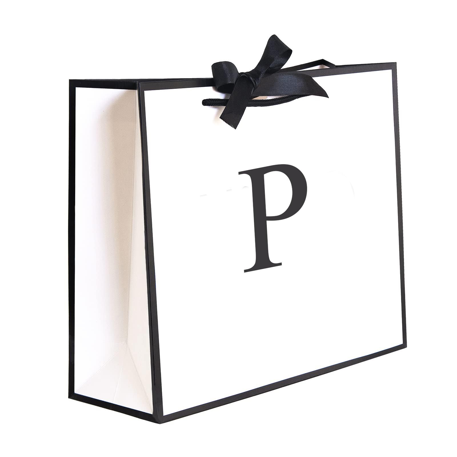 Amazon.com: QLSKO Initial Gift Bag with Bow Ribbon Personalized ...