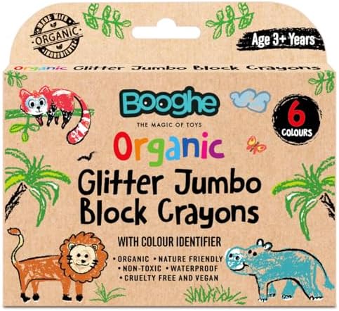 Booghe Glitter Crayons - Organic Glitter Jumbo Block Crayons - Made ...