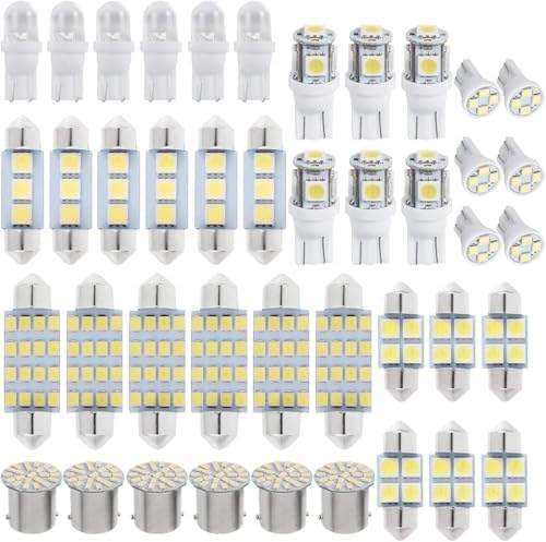 Slzhds 42 Pcs Car Led Lights Interior, Car Led Bulb Set Kit, T10 Led ...