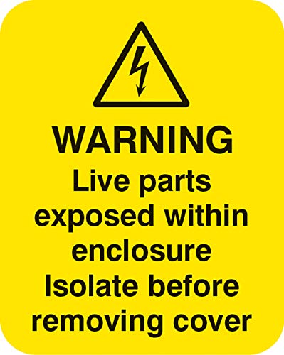 Warning Signs - Warning live parts within enclosure Sheet of 25 labels ...
