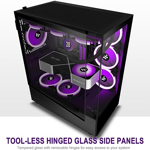 ANSAITE G900 PC CASE E-ATX 4 PWM ARGB Fans Pre-Installed, Mid-Tower ...