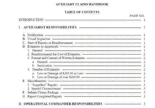 AUXILIARY CLAIMS HANDBOOK United States Coast Guard, United States ...