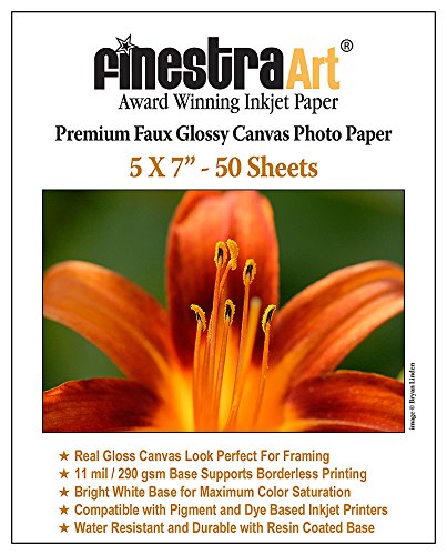 5x7 Canvas Textured Premium Inkjet Photo Paper 11 mil 50 Sheets ...